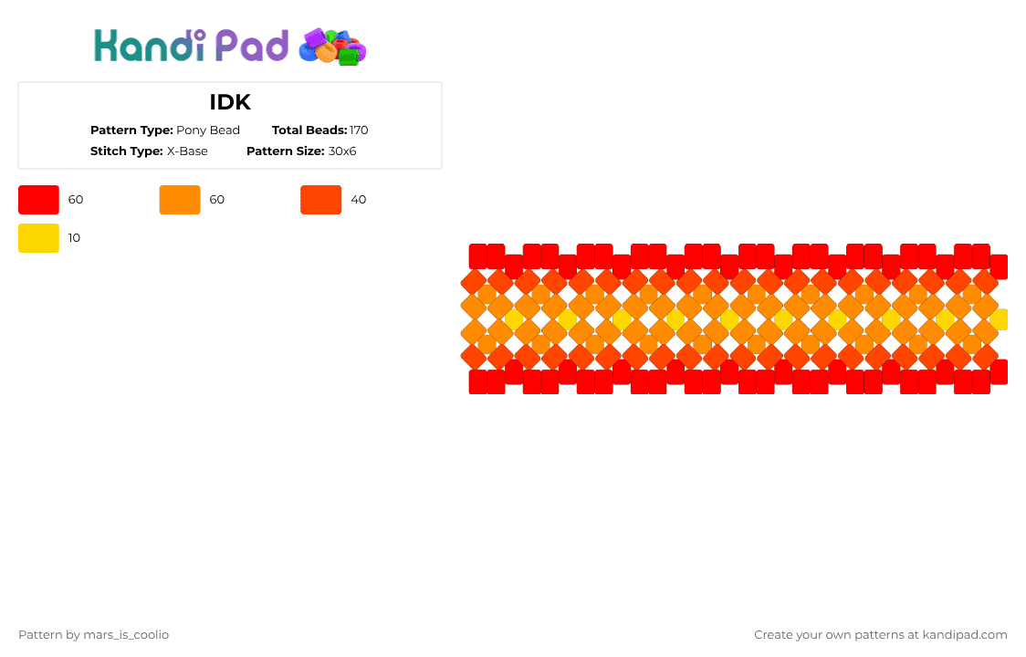 IDK Pony Bead Pattern - Kandi Pad | Kandi Patterns, Fuse Bead Patterns ...