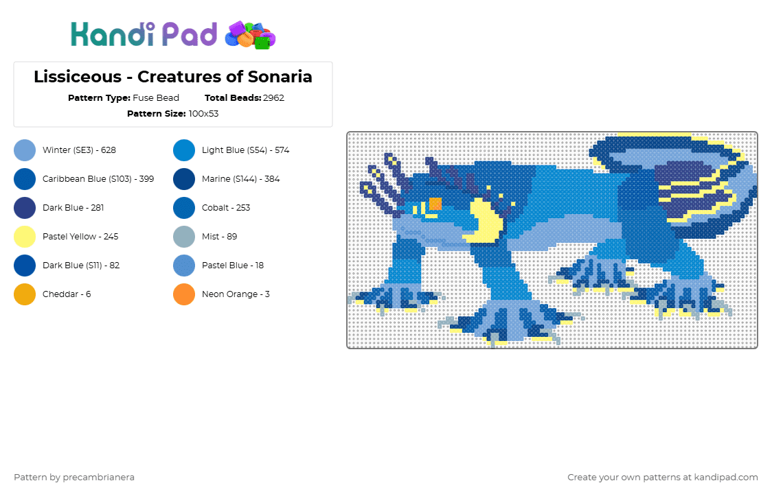 Lissiceous - Creatures of Sonaria Fuse Bead Pattern - Kandi Pad | Kandi ...