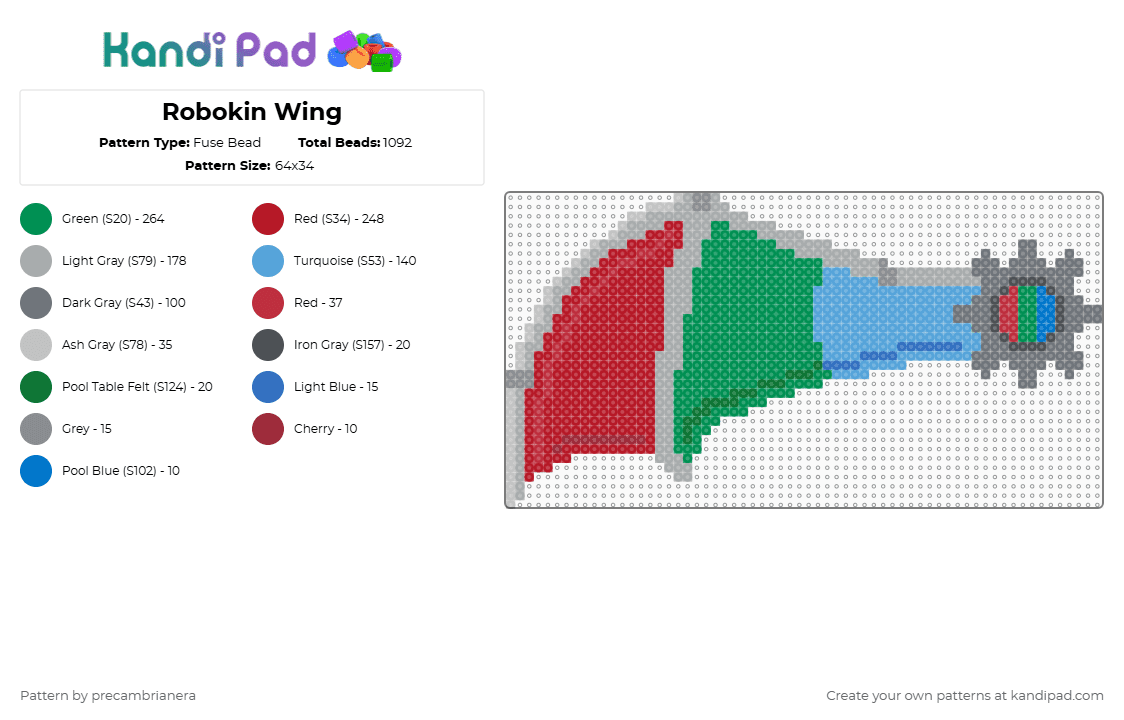 Robokin Wing Fuse Bead Pattern - Kandi Pad | Kandi Patterns, Fuse Bead ...