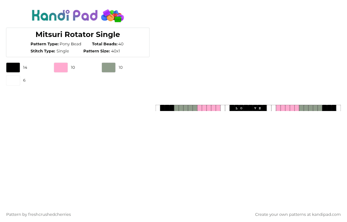 Mitsuri Rotator Single Pony Bead Pattern - Kandi Pad | Kandi Patterns ...
