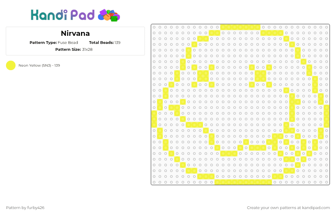 Nirvana Fuse Bead Pattern - Kandi Pad | Kandi Patterns, Fuse Bead ...
