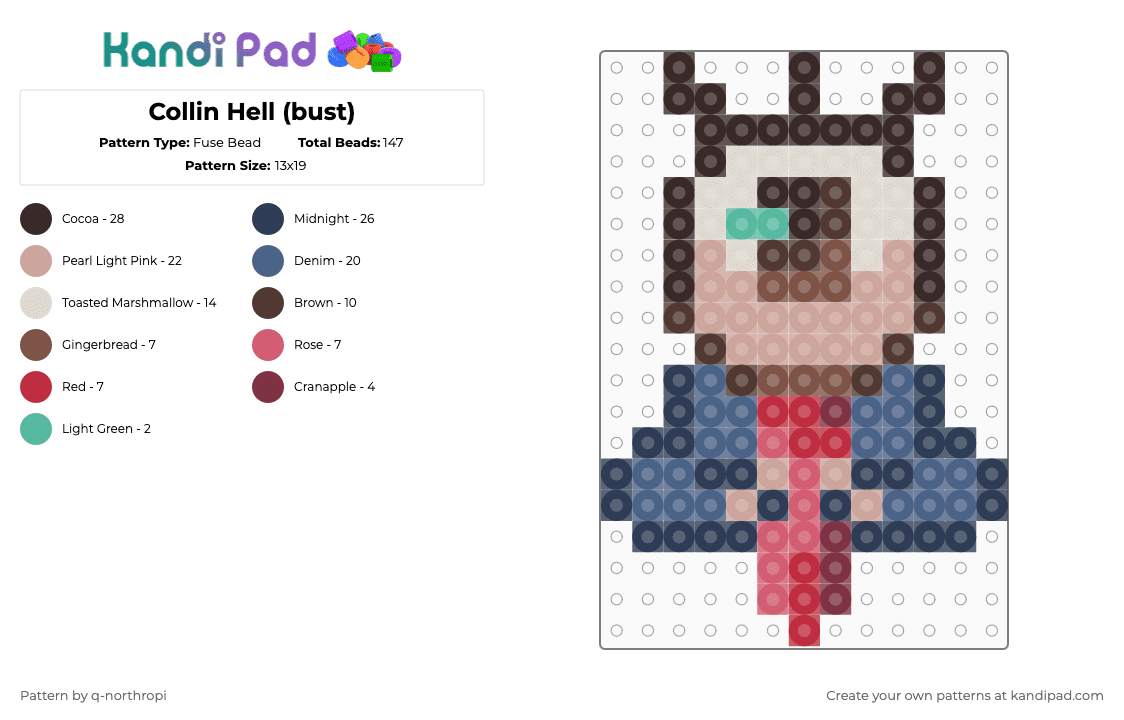 Collin Hell (bust) Fuse Bead Pattern - Kandi Pad | Kandi Patterns, Fuse ...