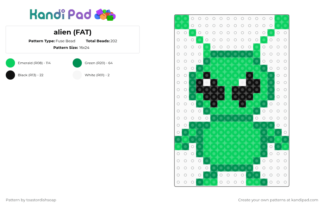 Alien (FAT) Fuse Bead Pattern - Kandi Pad | Kandi Patterns, Fuse Bead ...