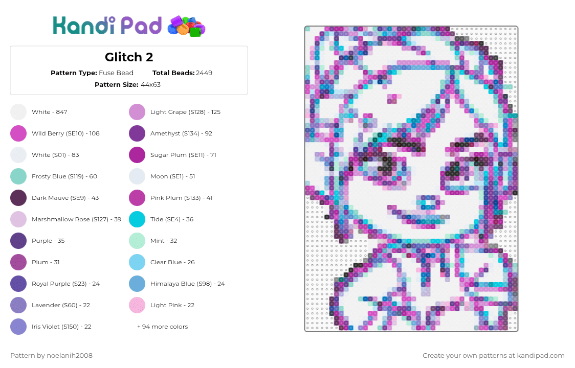 Glitch 2 Fuse Bead Pattern - Kandi Pad | Kandi Patterns, Fuse Bead ...