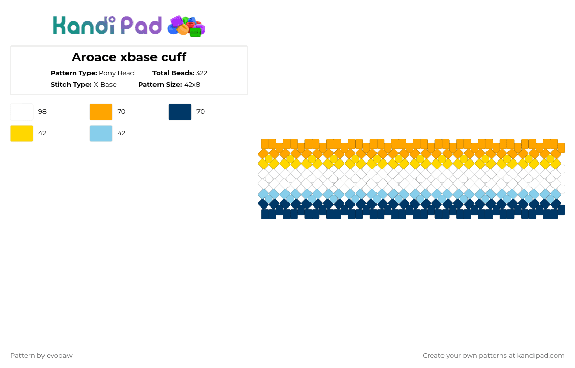Aroace xbase cuff Pony Bead Pattern - Kandi Pad | Kandi Patterns, Fuse ...