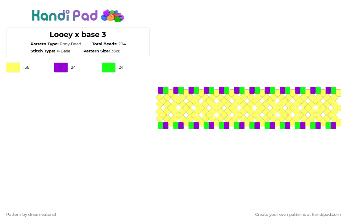 Looey x base 3 Pony Bead Pattern - Kandi Pad | Kandi Patterns, Fuse ...