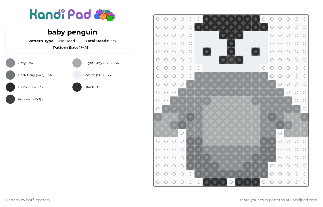 Baby penguin Fuse Bead Pattern - Kandi Pad | Kandi Patterns, Fuse Bead ...