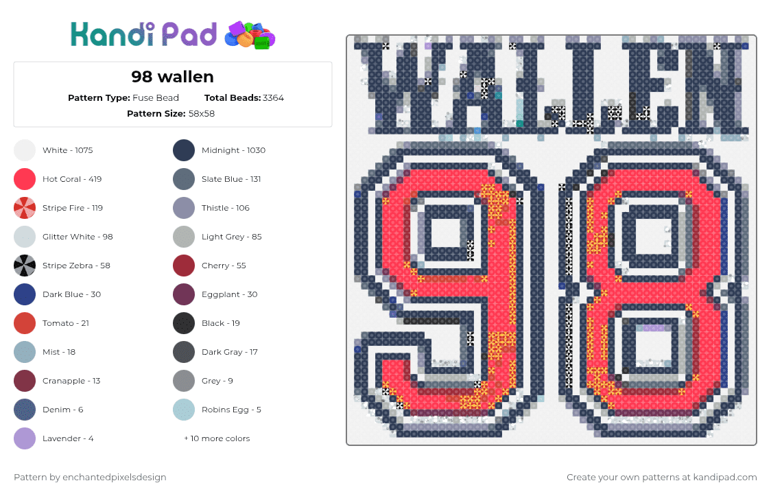 98 wallen Fuse Bead Pattern - Kandi Pad | Kandi Patterns, Fuse Bead ...