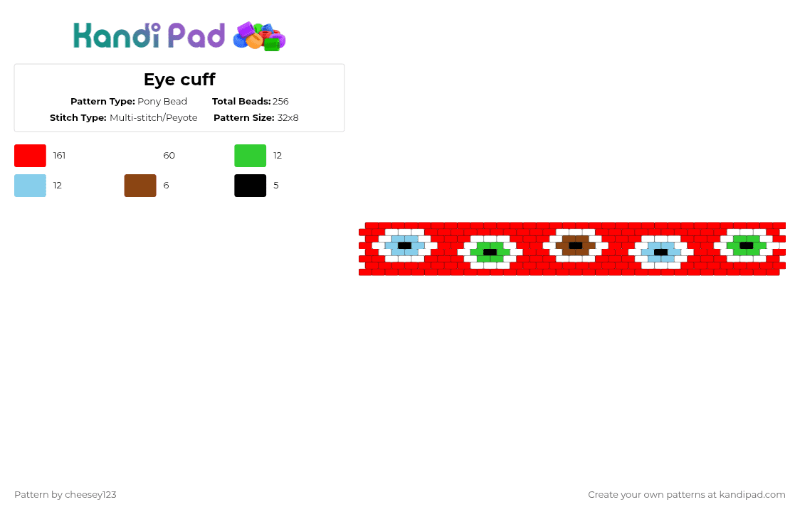 Eye cuff Pony Bead Pattern - Kandi Pad | Kandi Patterns, Fuse Bead ...