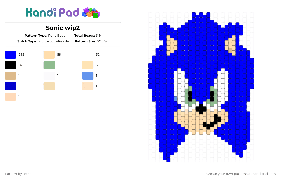 Sonic Pony Bead Pattern - Kandi Pad | Kandi Patterns, Fuse Bead ...