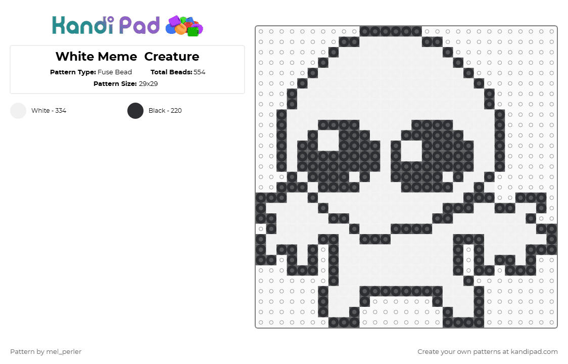 White Meme Creature Fuse Bead Pattern - Kandi Pad | Kandi Patterns ...