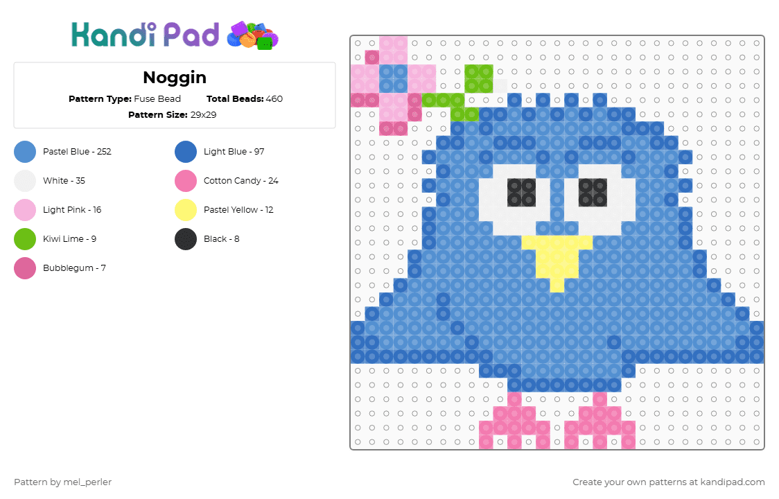 Noggin Fuse Bead Pattern - Kandi Pad | Kandi Patterns, Fuse Bead ...