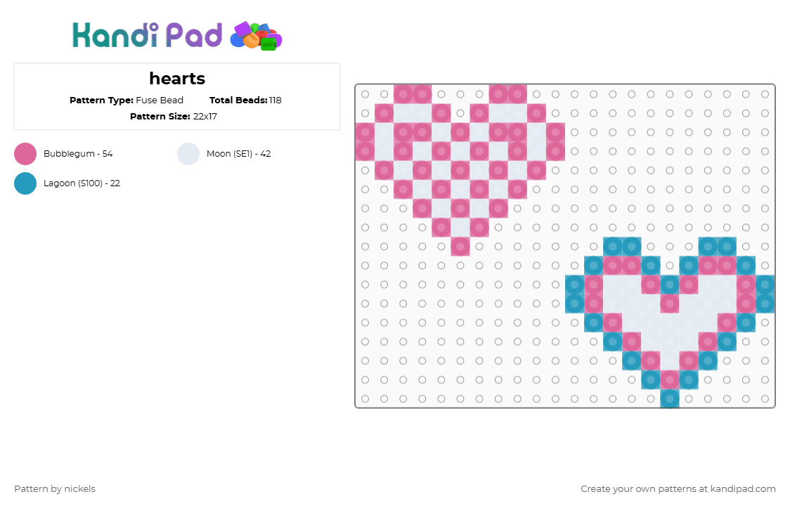 Hearts Fuse Bead Pattern - Kandi Pad | Kandi Patterns, Fuse Bead ...