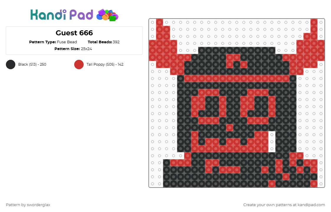 Guest 666 Fuse Bead Pattern - Kandi Pad | Kandi Patterns, Fuse Bead ...