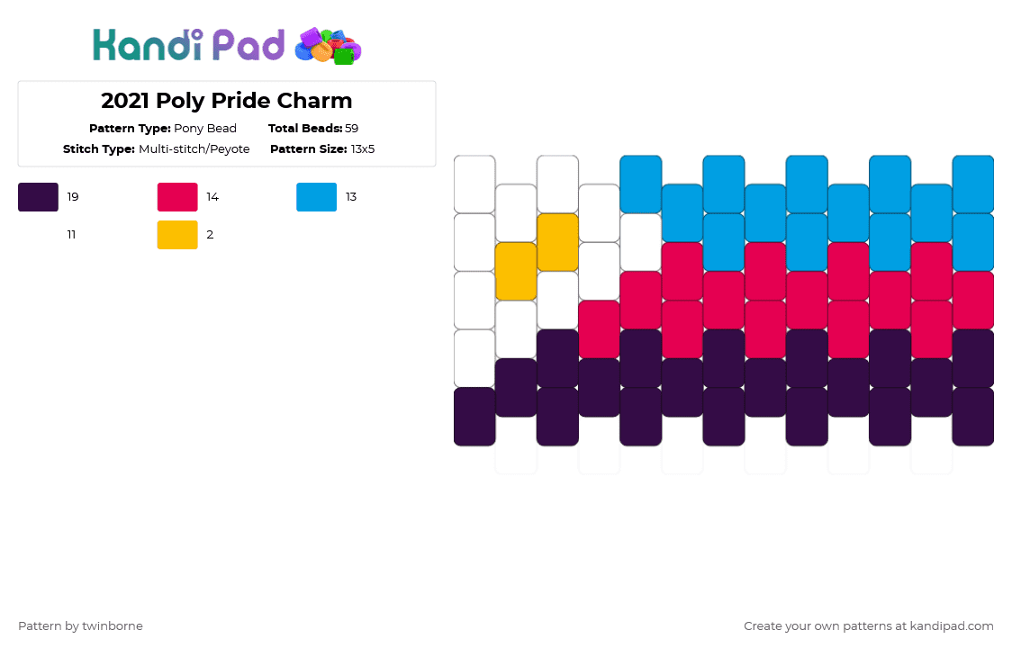 2021 Poly Pride Charm Pony Bead Pattern - Kandi Pad | Kandi Patterns ...