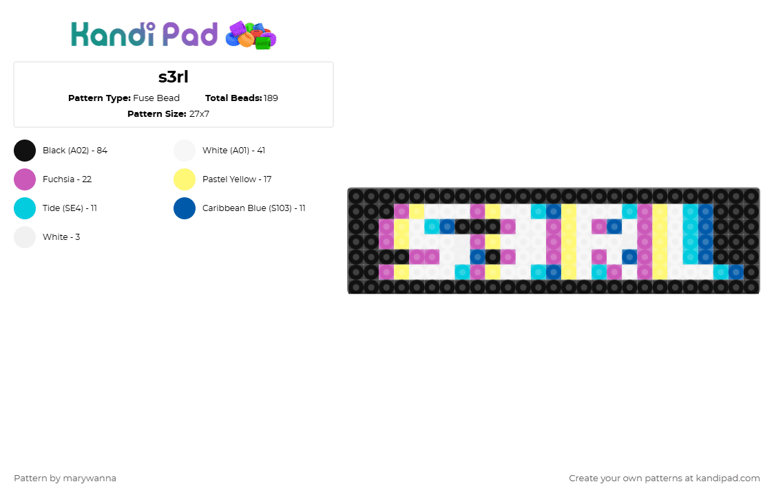 S3rl Fuse Bead Pattern - Kandi Pad | Kandi Patterns, Fuse Bead Patterns ...