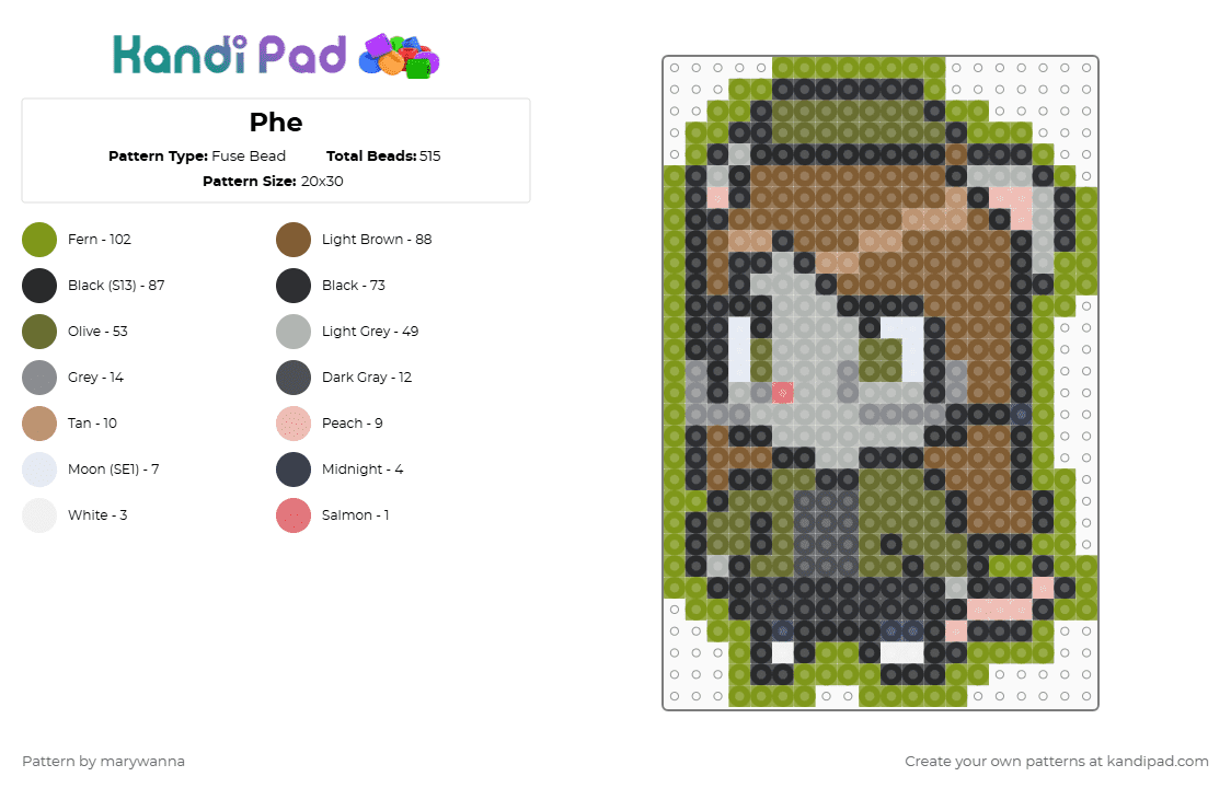 Phe Fuse Bead Pattern - Kandi Pad | Kandi Patterns, Fuse Bead Patterns ...