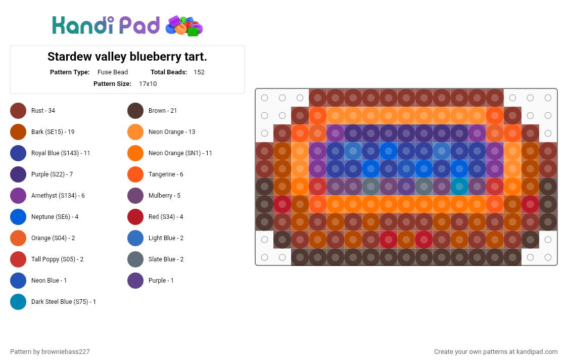 Stardew valley blueberry tart. Fuse Bead Pattern - Kandi Pad | Kandi ...