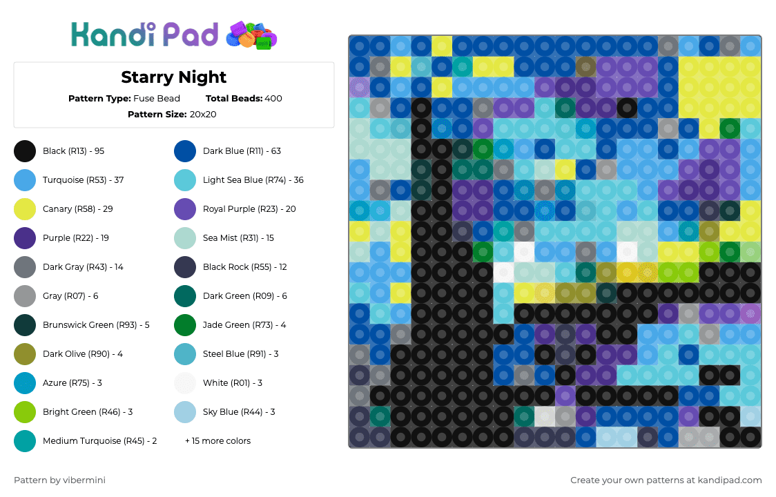 Starry Night Fuse Bead Pattern - Kandi Pad | Kandi Patterns, Fuse Bead ...
