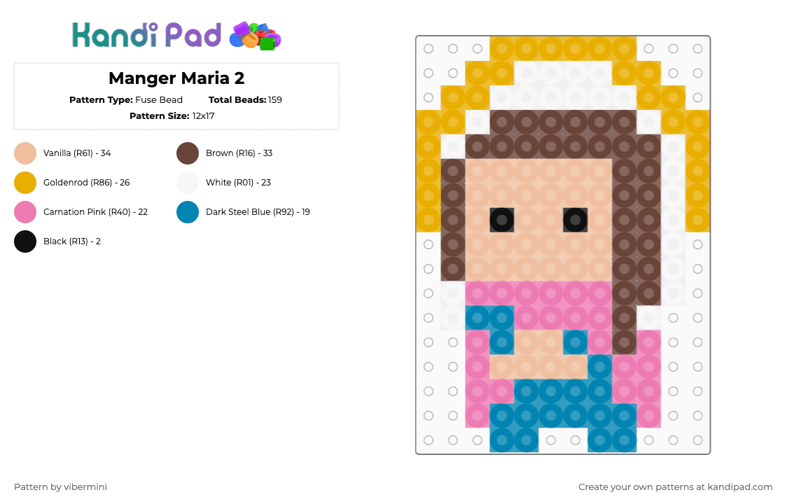 Manger Maria 2 Fuse Bead Pattern - Kandi Pad | Kandi Patterns, Fuse ...