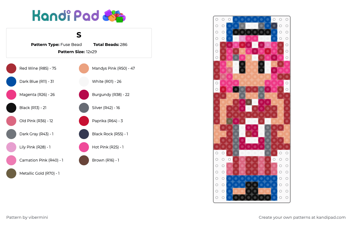 S Fuse Bead Pattern - Kandi Pad | Kandi Patterns, Fuse Bead Patterns ...