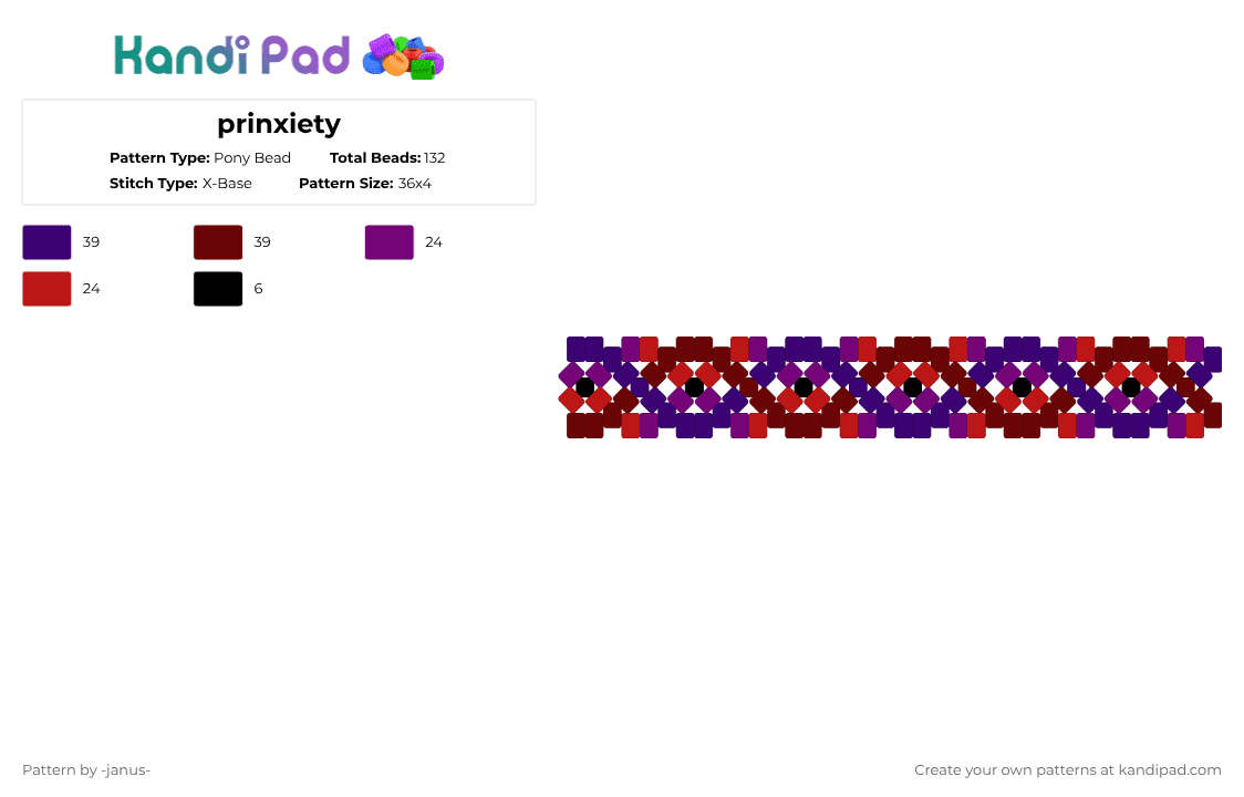Prinxiety Pony Bead Pattern - Kandi Pad | Kandi Patterns, Fuse Bead ...