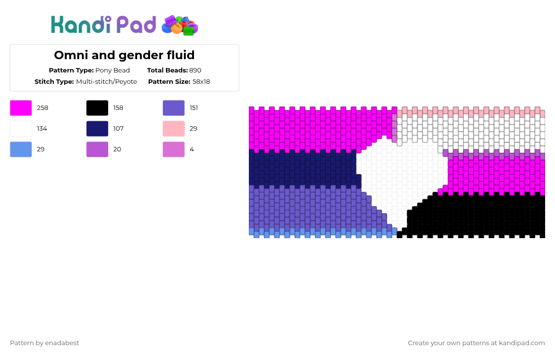 Omni and gender fluid Pony Bead Pattern - Kandi Pad | Kandi Patterns ...