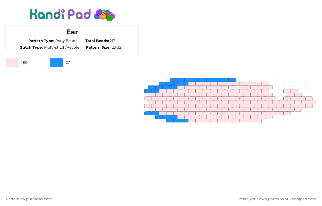 Ear Pony Bead Pattern - Kandi Pad | Kandi Patterns, Fuse Bead Patterns ...