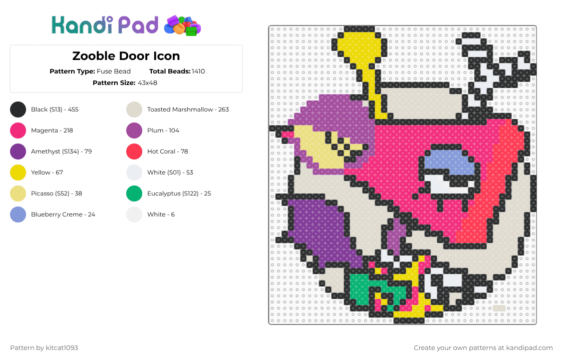 Zooble Door Icon Fuse Bead Pattern Kandi Pad Kandi Patterns Fuse