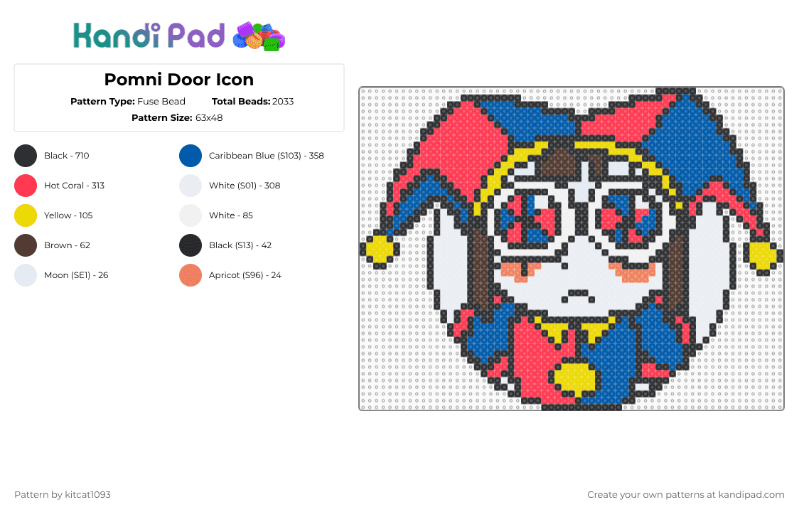 Pomni Door Icon Fuse Bead Pattern - Kandi Pad | Kandi Patterns, Fuse ...
