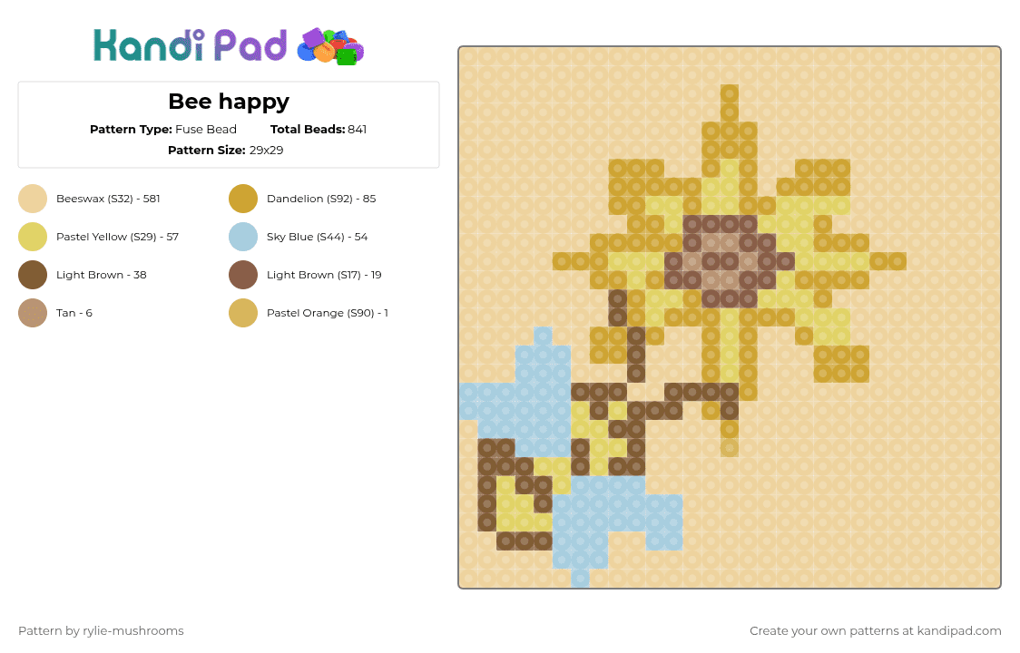 Bee happy Fuse Bead Pattern - Kandi Pad | Kandi Patterns, Fuse Bead ...