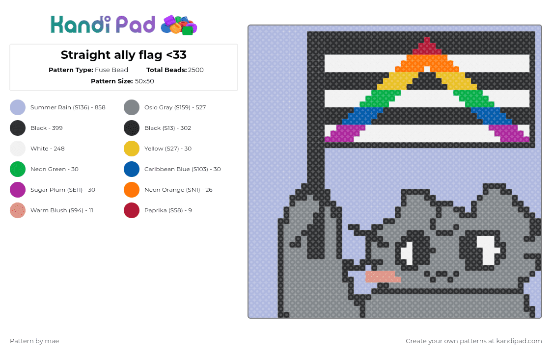 Straight ally flag Fuse Bead Pattern - Kandi Pad | Kandi Patterns, Fuse ...