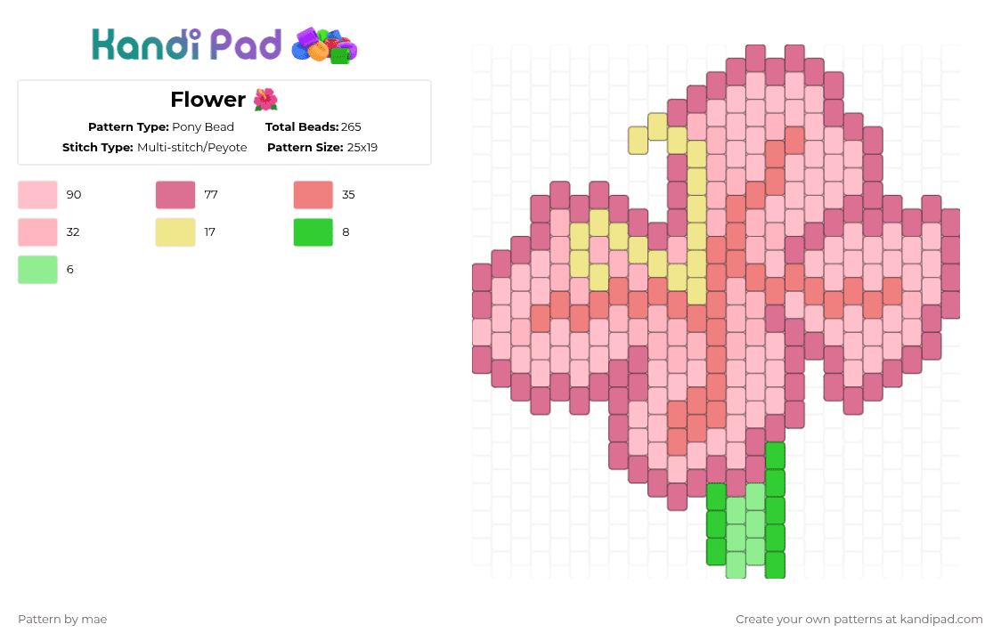 Flower 🌺 Pony Bead Pattern - Kandi Pad | Kandi Patterns, Fuse Bead ...