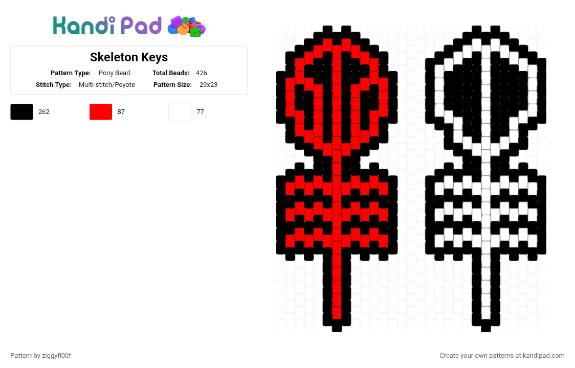 Skeleton Keys Pony Bead Pattern - Kandi Pad | Kandi Patterns, Fuse Bead ...