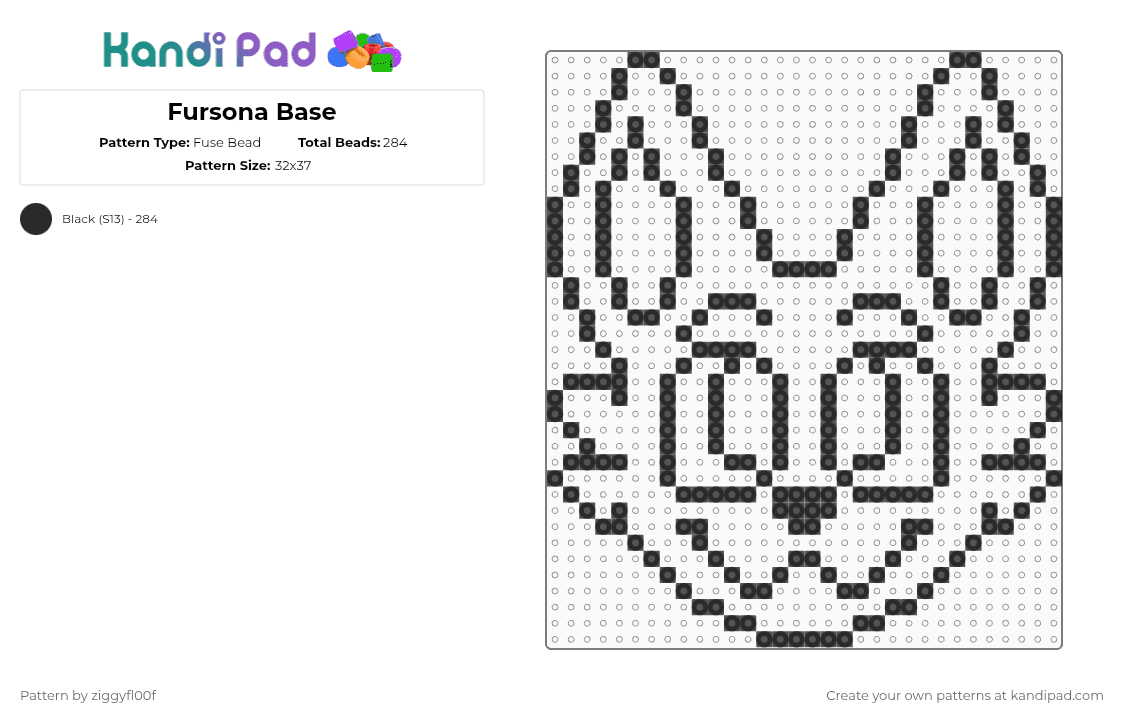 Fursona Base Fuse Bead Pattern - Kandi Pad | Kandi Patterns, Fuse Bead ...