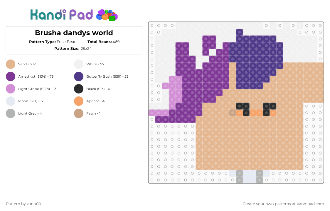 Brusha dandys world Fuse Bead Pattern - Kandi Pad | Kandi Patterns ...