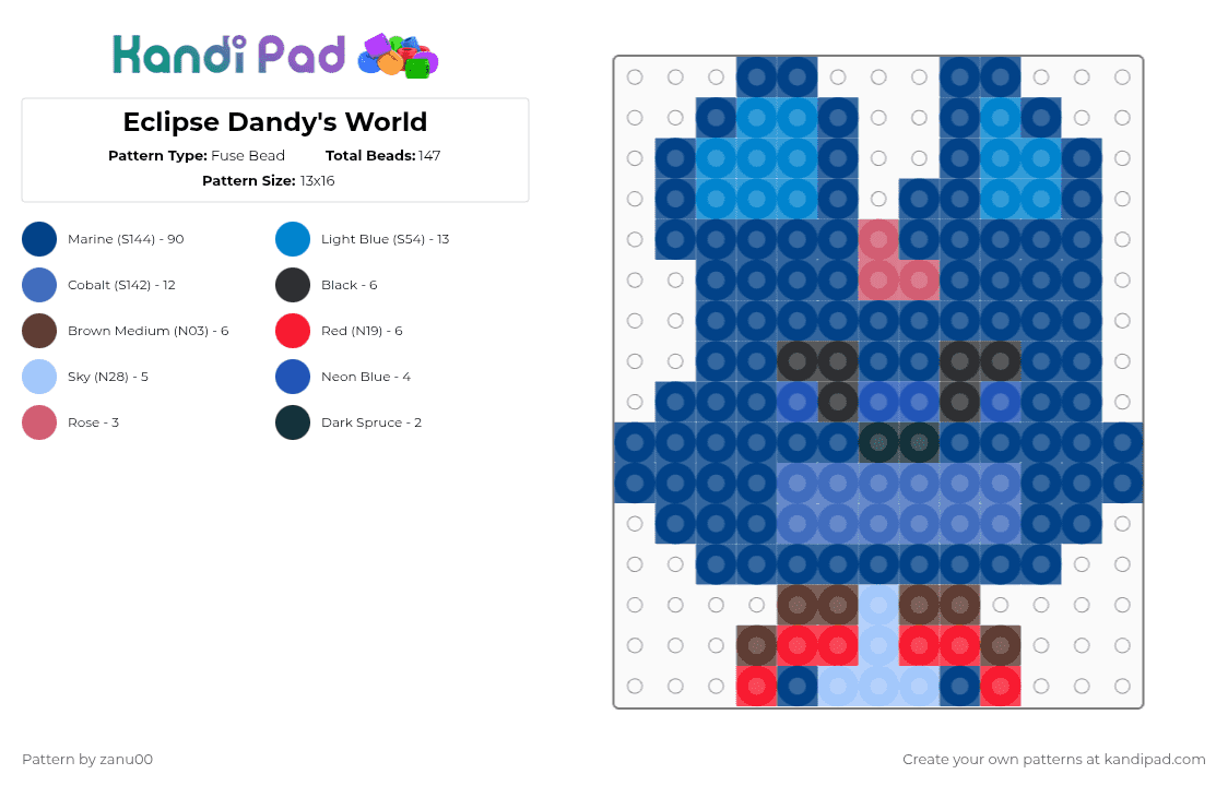 Eclipse Dandy's World Fuse Bead Pattern - Kandi Pad | Kandi Patterns ...