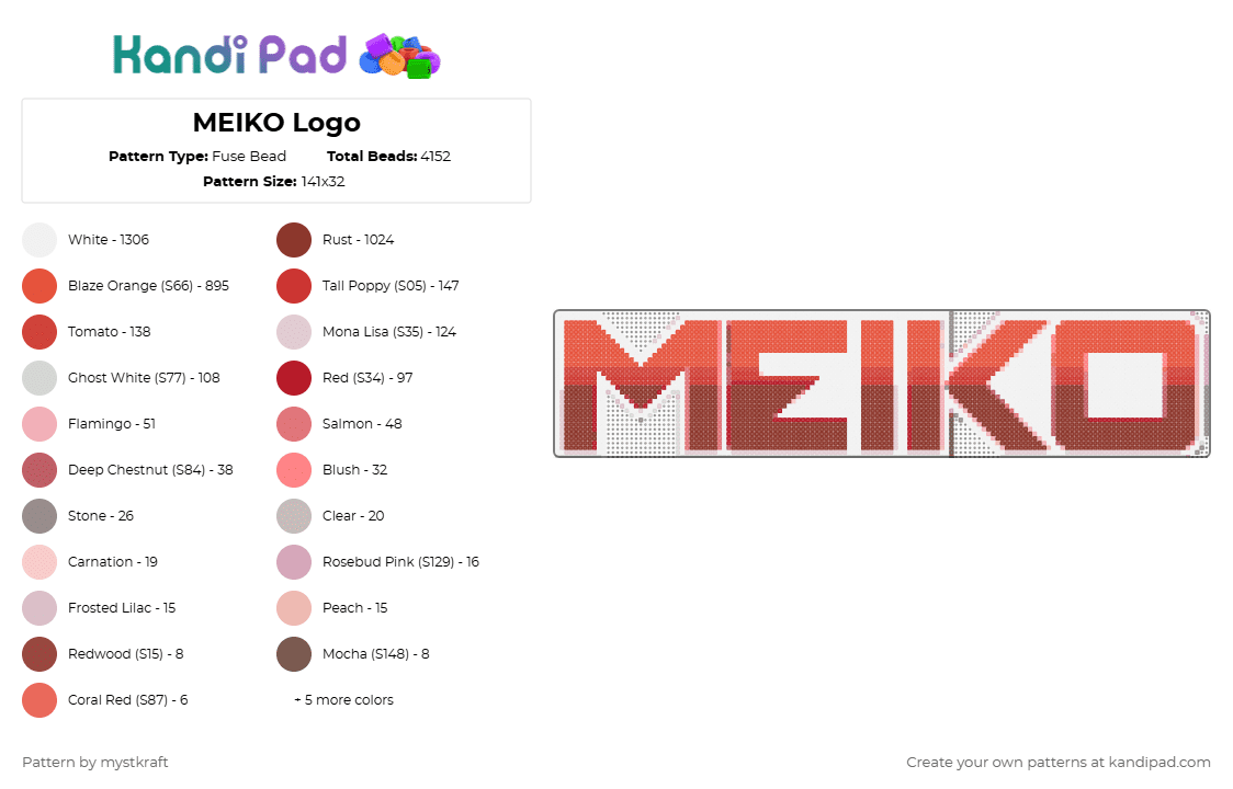 MEIKO Logo Fuse Bead Pattern - Kandi Pad | Kandi Patterns, Fuse Bead ...