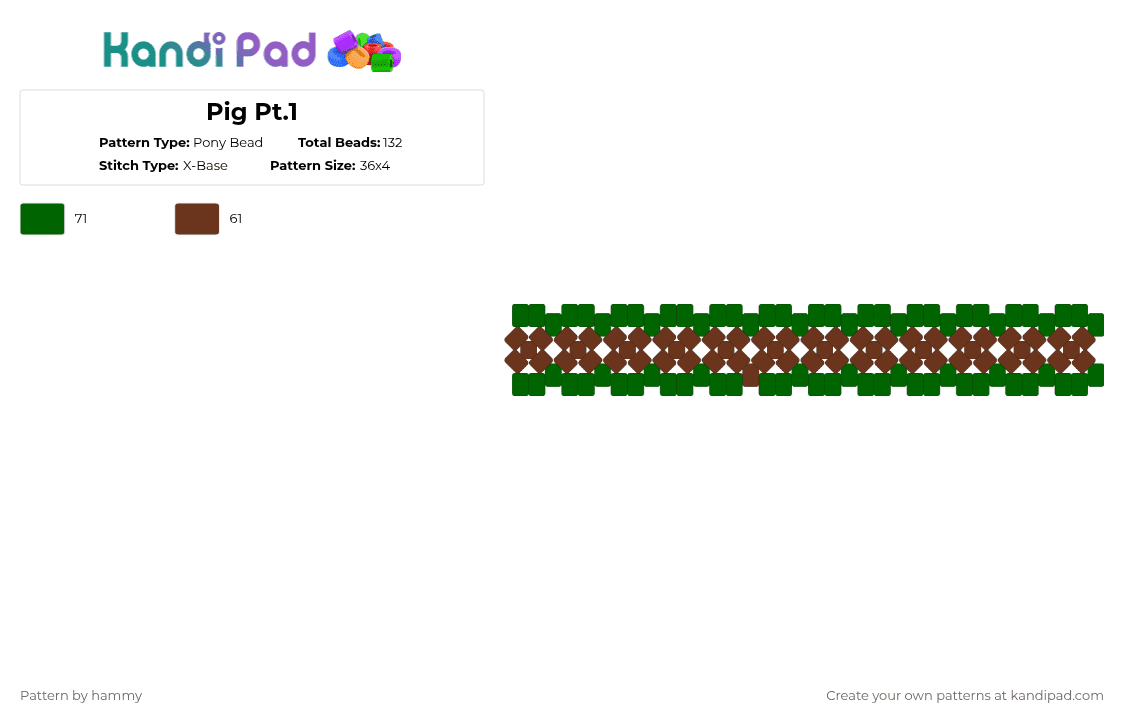 Pig Pt.1 Pony Bead Pattern - Kandi Pad | Kandi Patterns, Fuse Bead ...