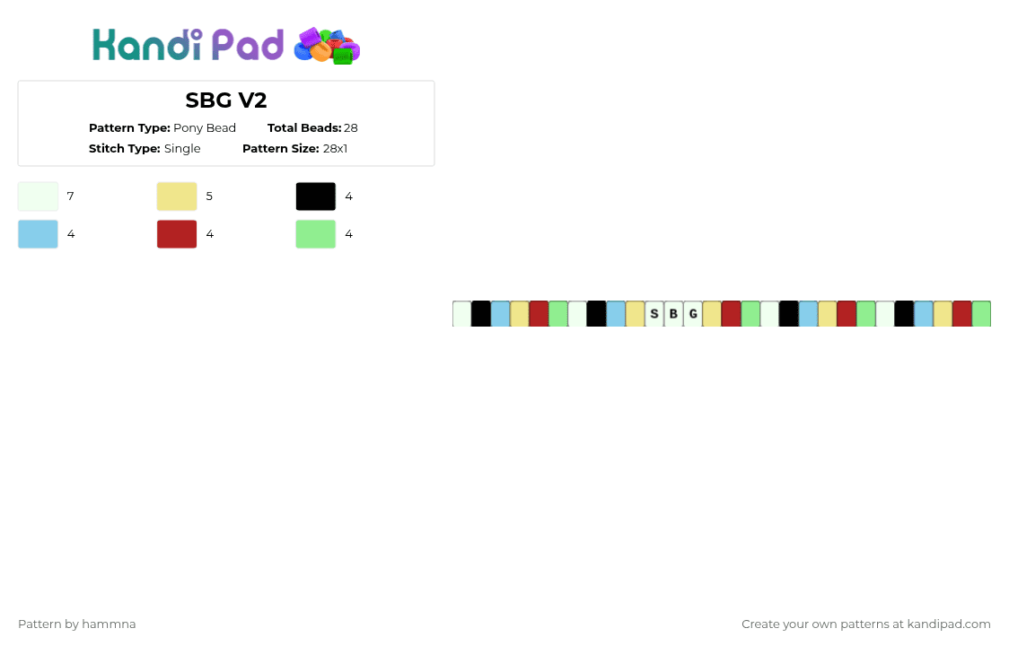 SBG V2 Pony Bead Pattern - Kandi Pad | Kandi Patterns, Fuse Bead ...