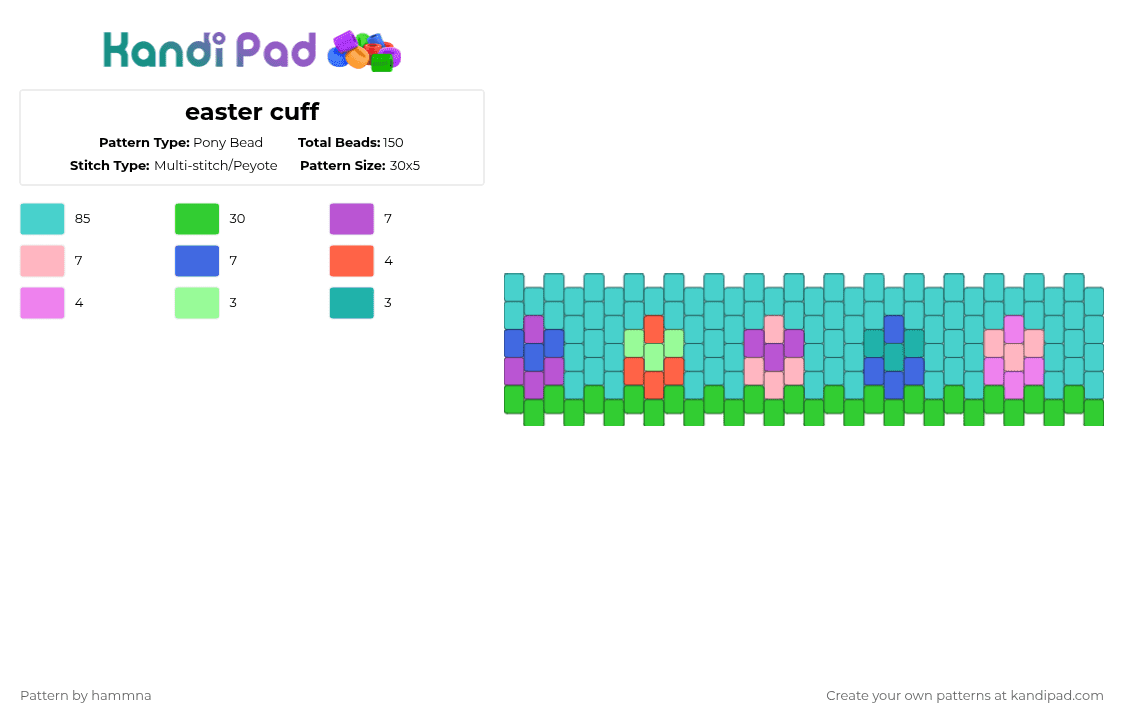 Easter cuff Pony Bead Pattern - Kandi Pad | Kandi Patterns, Fuse Bead ...