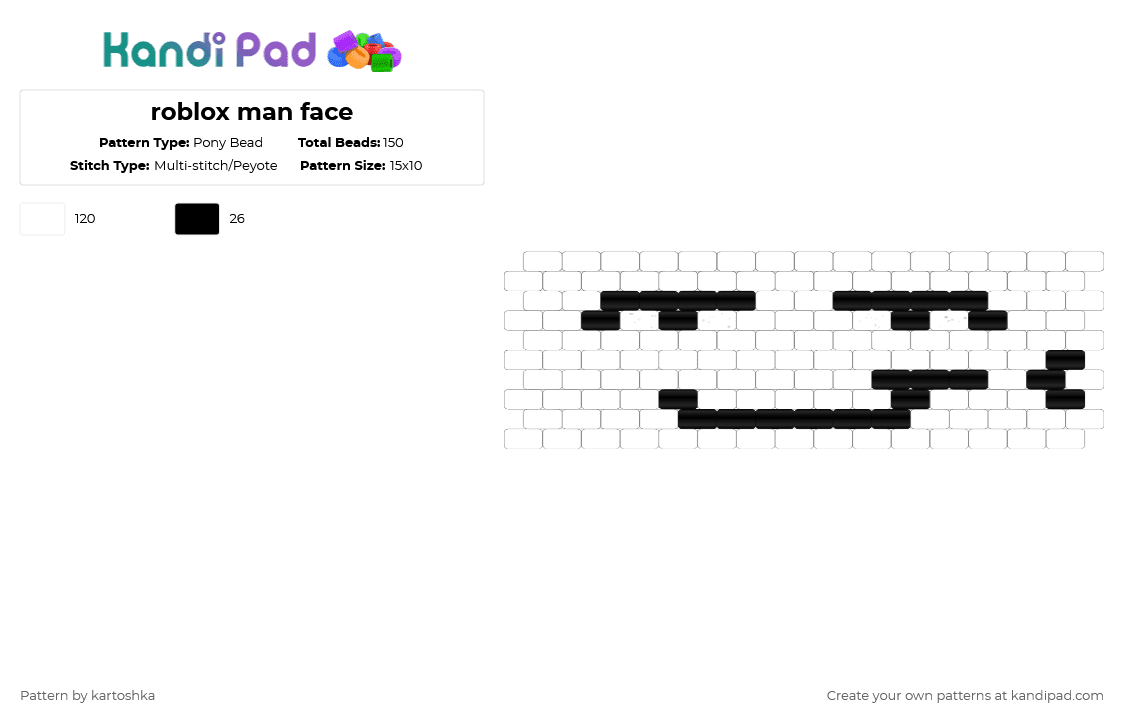 Roblox man face Pony Bead Pattern - Kandi Pad | Kandi Patterns, Fuse ...