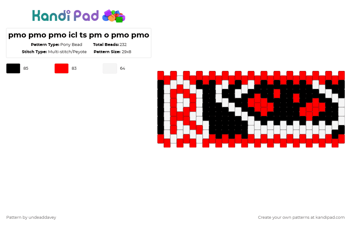Pmo pmo pmo icl ts pm o pmo pmo Pony Bead Pattern - Kandi Pad | Kandi ...