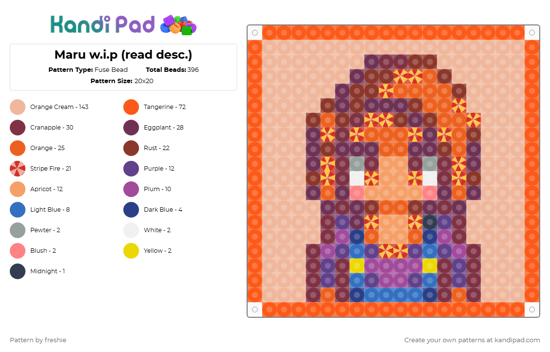 Maru w.i.p (read desc.) Fuse Bead Pattern - Kandi Pad | Kandi Patterns ...