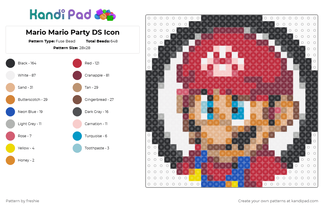 Mario Mario Party DS Icon Fuse Bead Pattern - Kandi Pad | Kandi ...