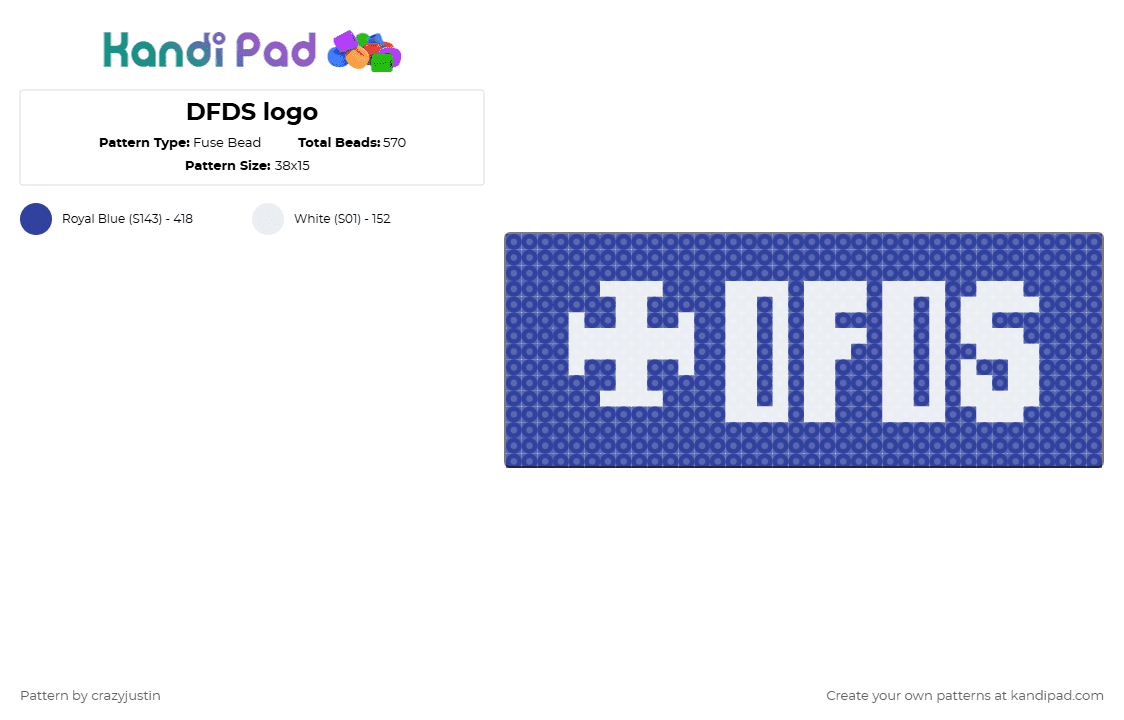 DFDS logo Fuse Bead Pattern - Kandi Pad | Kandi Patterns, Fuse Bead ...