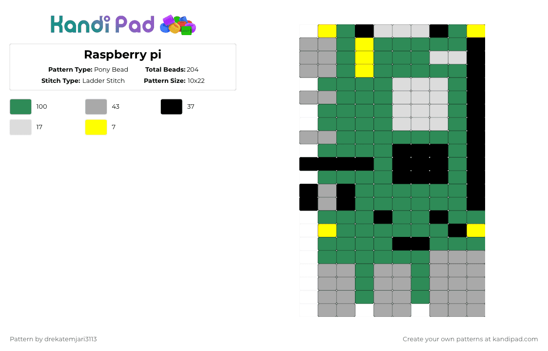Raspberry pi Pony Bead Pattern - Kandi Pad | Kandi Patterns, Fuse Bead ...