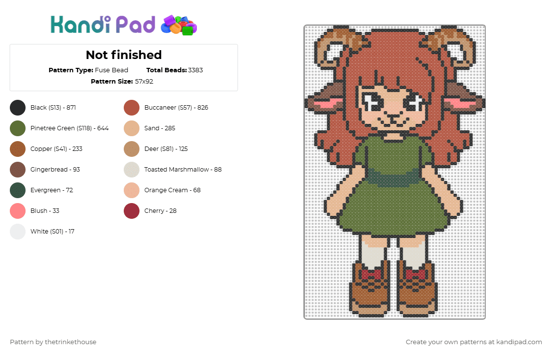 Greta The Woodland Goat Girl Fuse Bead Pattern - Kandi Pad | Kandi ...