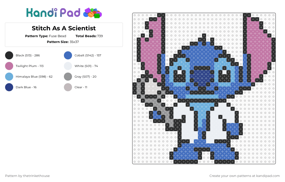 Stitch As A Scientist Fuse Bead Pattern - Kandi Pad | Kandi Patterns ...