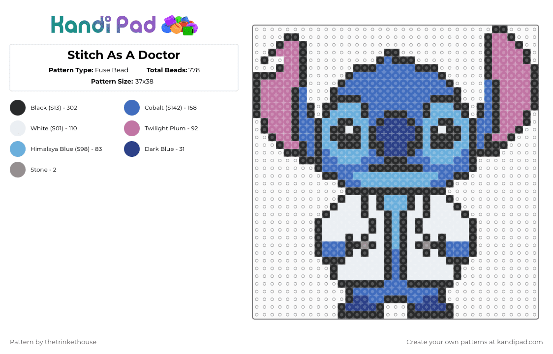 Stitch As A Doctor Fuse Bead Pattern - Kandi Pad | Kandi Patterns, Fuse ...